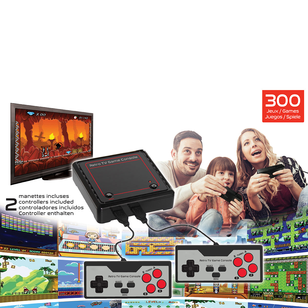 Retro TV Game Console with 300 Games – Sharper Image