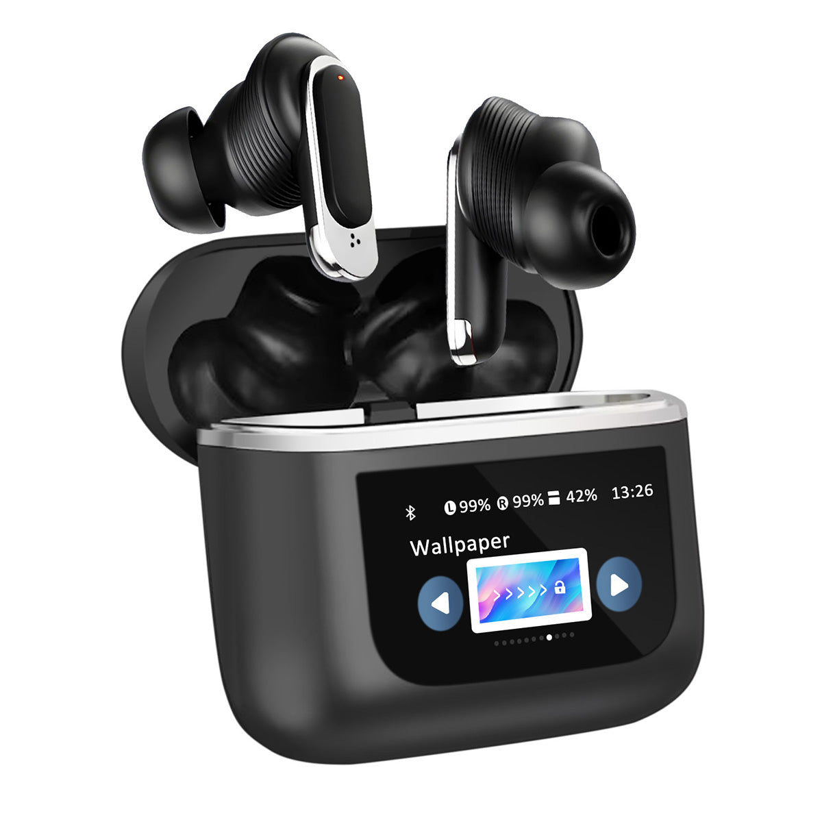 Wireless Earbuds with Touchscreen Smart Case – Sharper Image