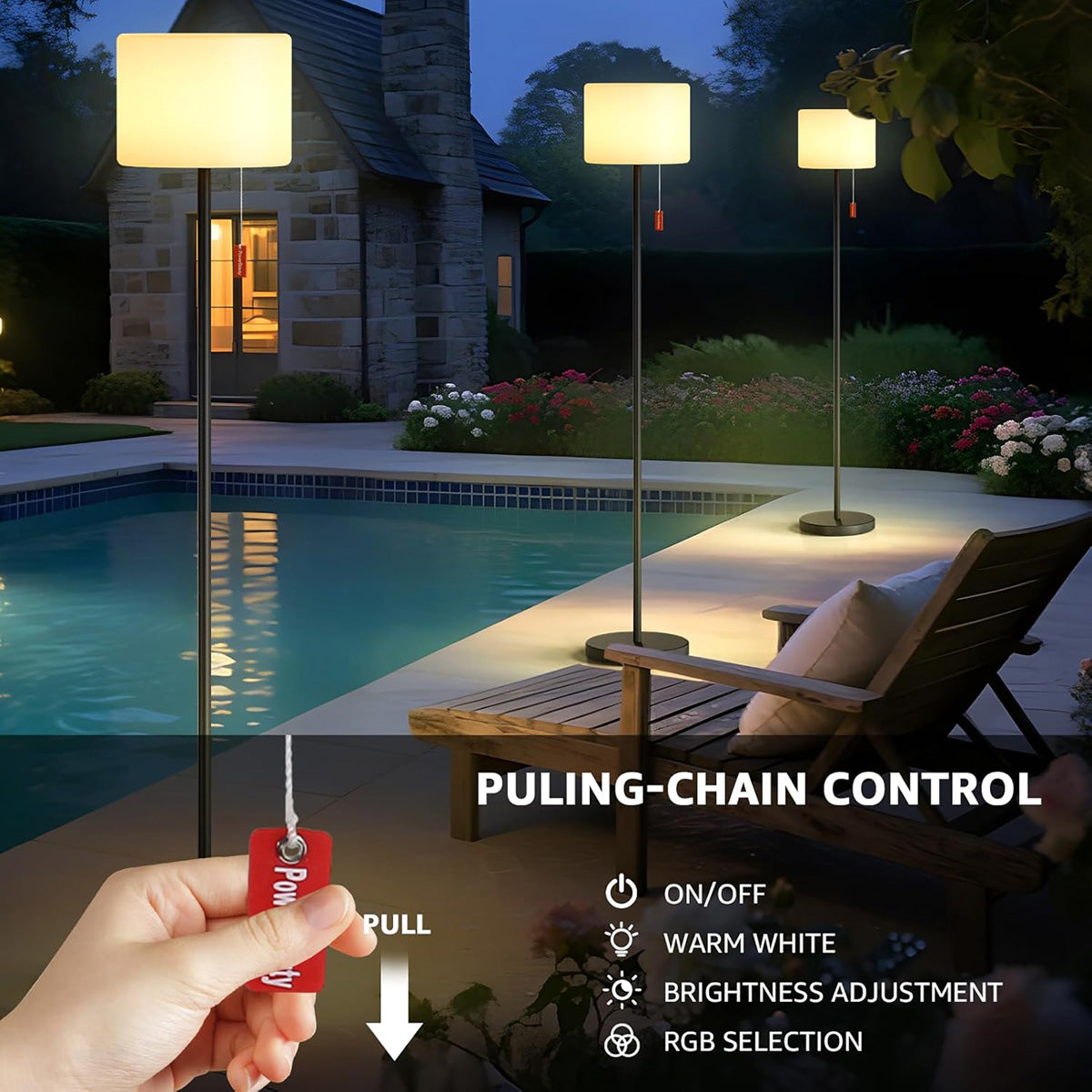 Solar Rechargeable LED Outdoor Floor Lamp – Sharper Image