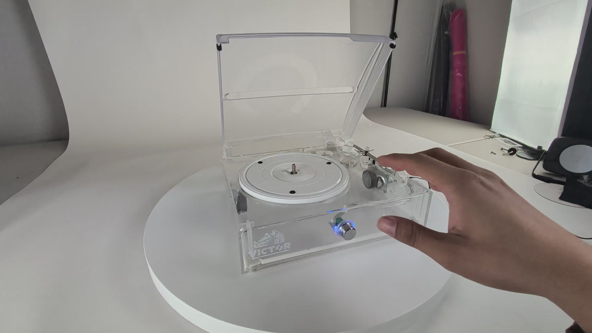 Transparent Turntable | Bluetooth & Built-In Speakers | Sharper Image